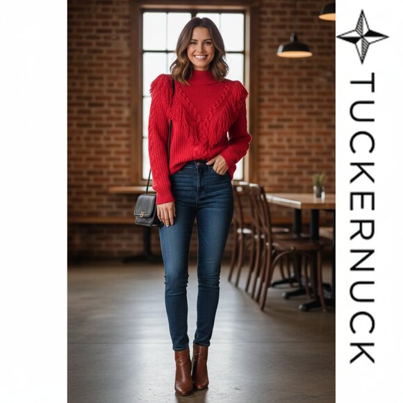 Tuckernuck | Sweaters | Tuckernuck Red Fringe Caswell Sweater Nwt Med ...